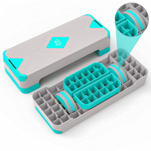 B Fit 2-in-1 Adjustable Aerobic Step Platform Fitness Exercise Stepper ...