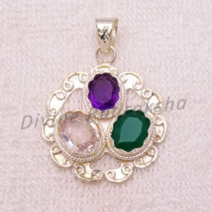 Gems Pendant for Zodiac sign Libra,Gems pendant for Tula Rashi,Silver ...