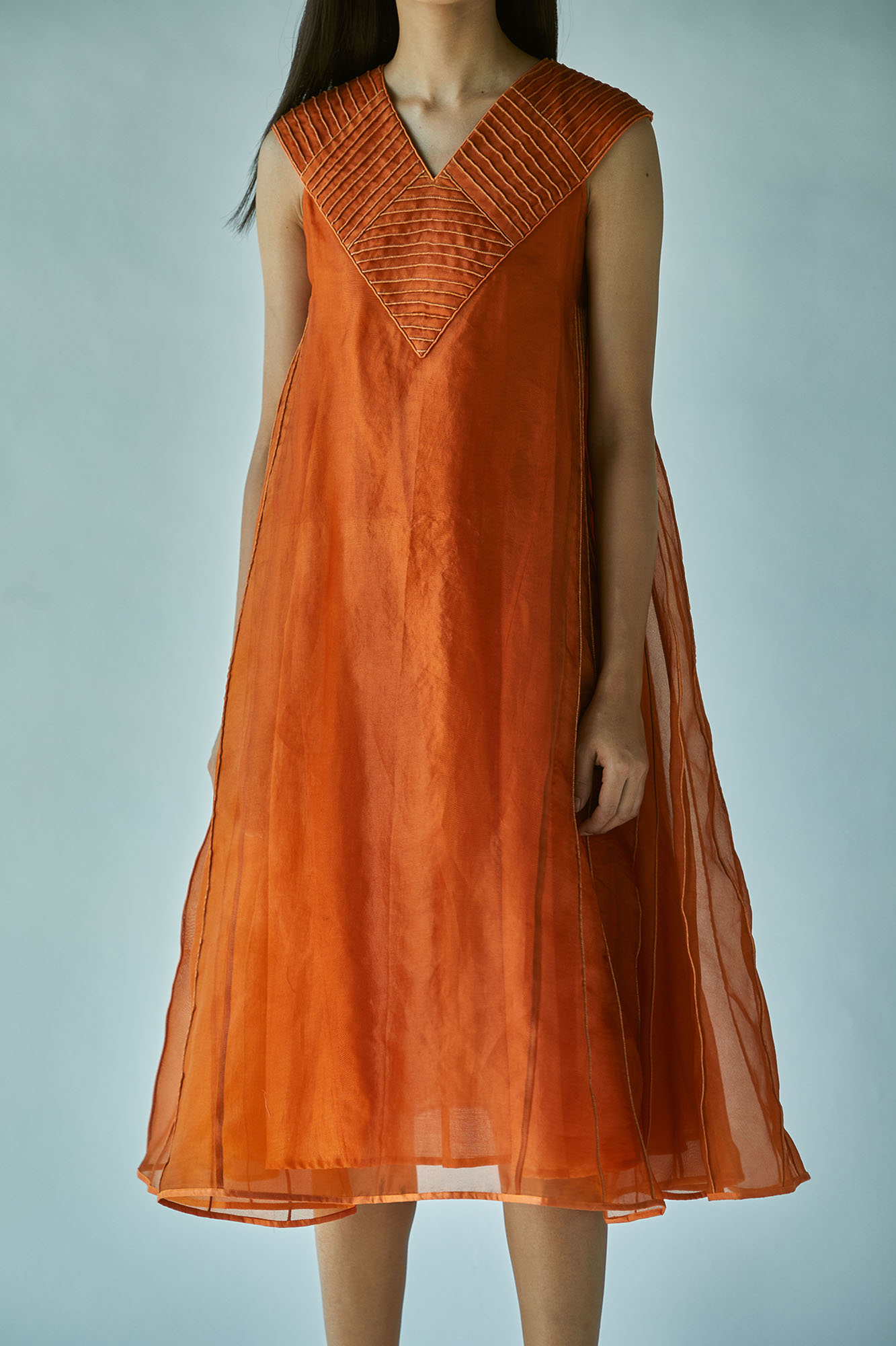 SILK ORGANZA RUST DRESS