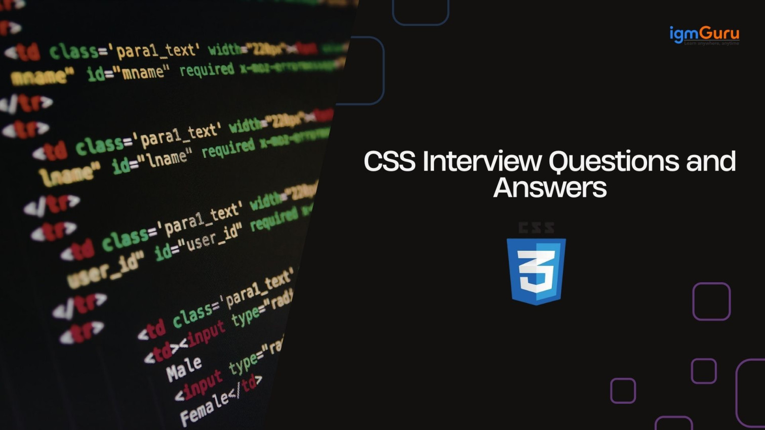 Top 60 CSS Interview Questions and Answers (2026) | igmGuru
