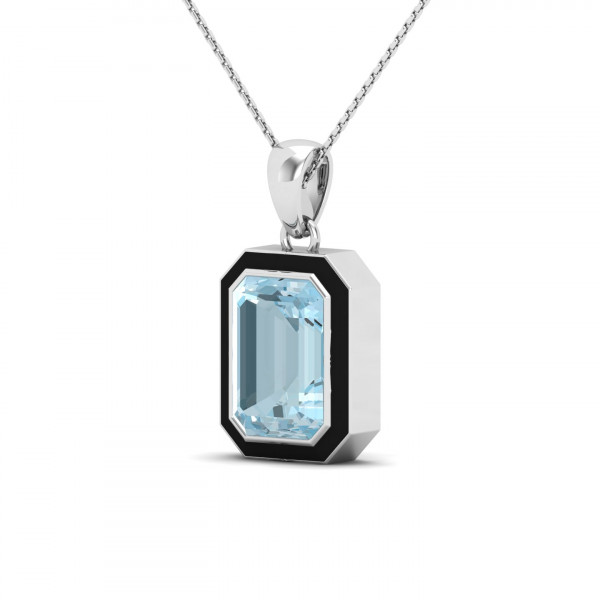 Octave Contour Aquamarine Pendant Necklace 