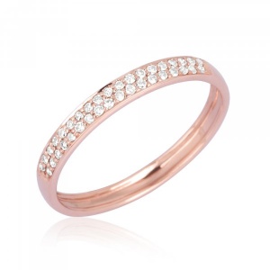 Rose Gold Two Line Diamond Midi Band Ring