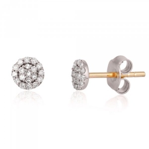 Sterling Silver Round Pave Diamond Studs