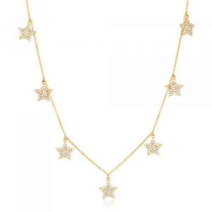 Yellow Gold 7 Star Diamond Necklace