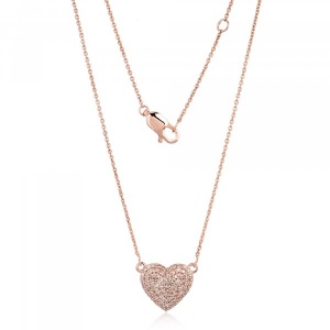 Rose Gold Heart Diamond Pendant with Chain