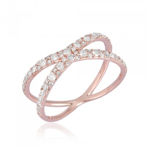 Rose Gold Diamond Cross Ring