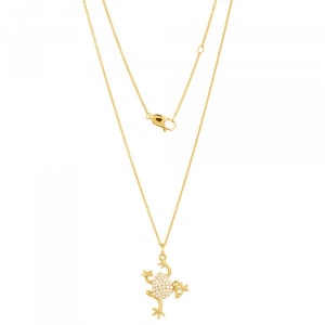Yellow Gold Frog Diamond Pendant With Chain