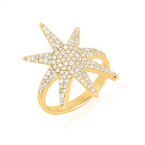 Yellow Gold Sun Shaped Diamond Ring