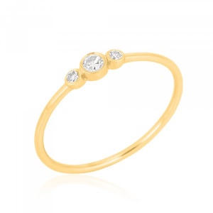 Yellow Gold Three Diamond Band Ring