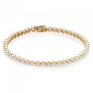 Yellow Gold 3.80 Cts Tiger Prong Diamond Tennis Bracelet
