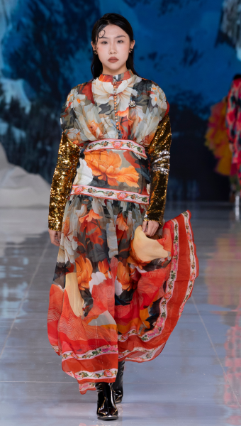Harbin Fashion Week 2019 Look 19 | Junga Printed Tiered Dress