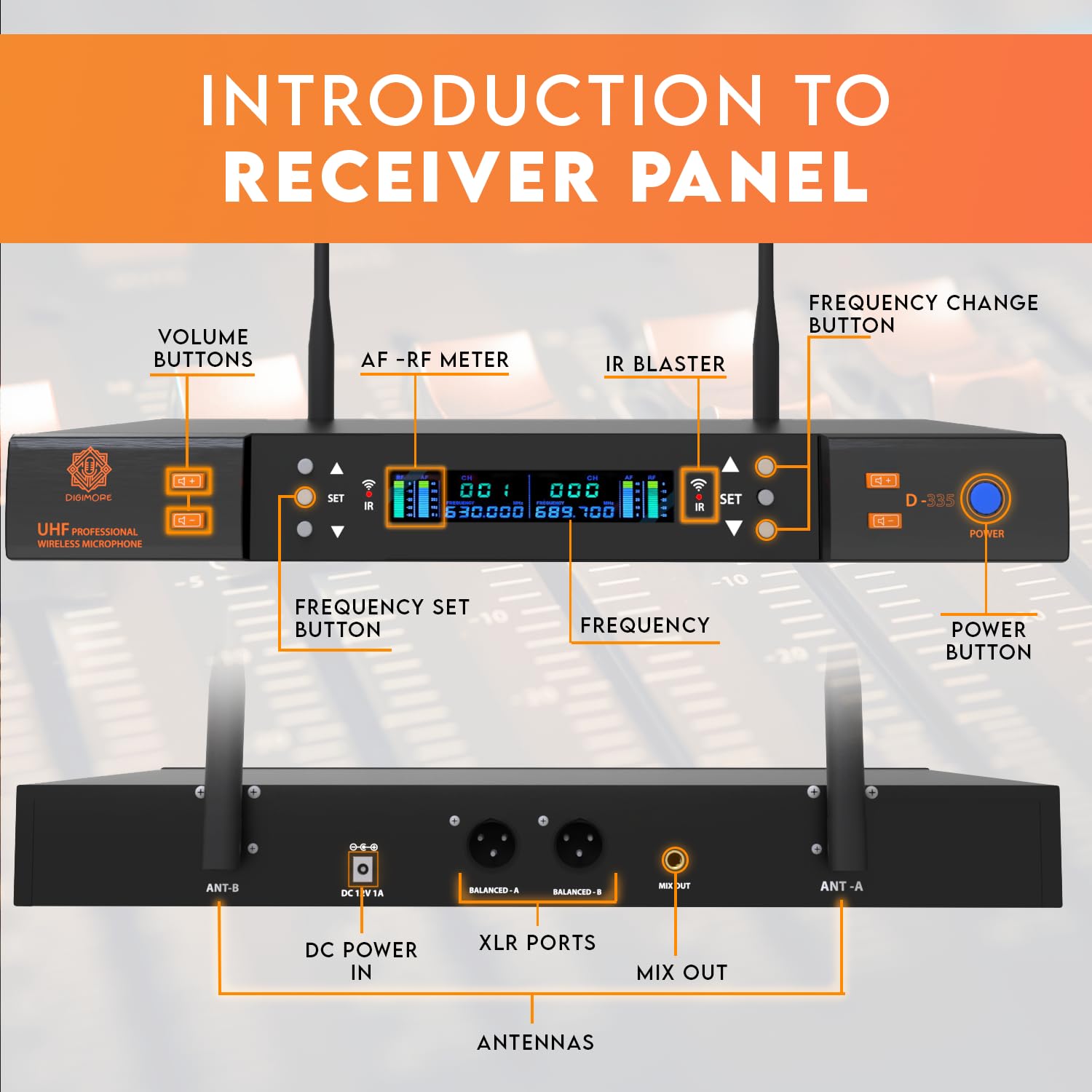 Digimore D-335 UHF wireless microphone system