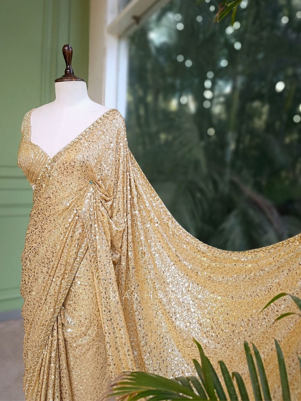 Orya Golden Sequin Saree