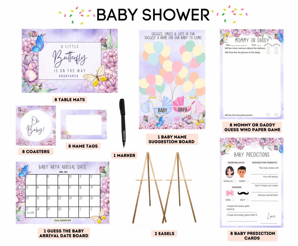 BUTTERFLY FLY AWAY BABY SHOWER KIT